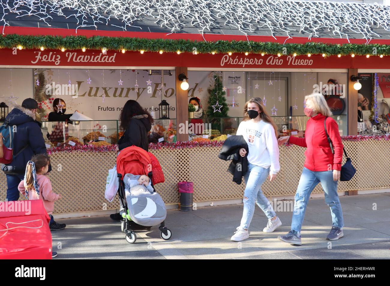 Christmas markets at Opera square, Madrid Stock Photo - Alamy