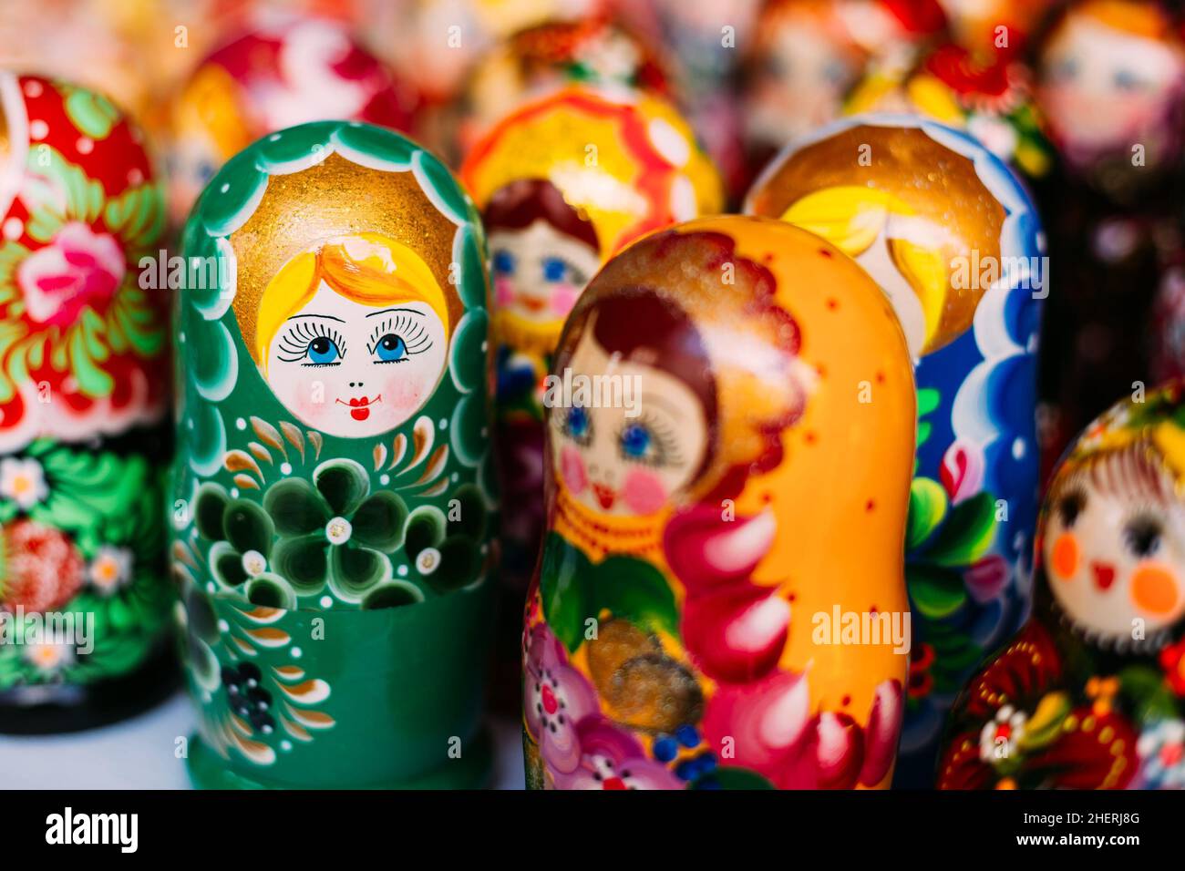 Close Varicoloured Matryoshka, Russian Nesting Dolls, Famous Old Wooden ...