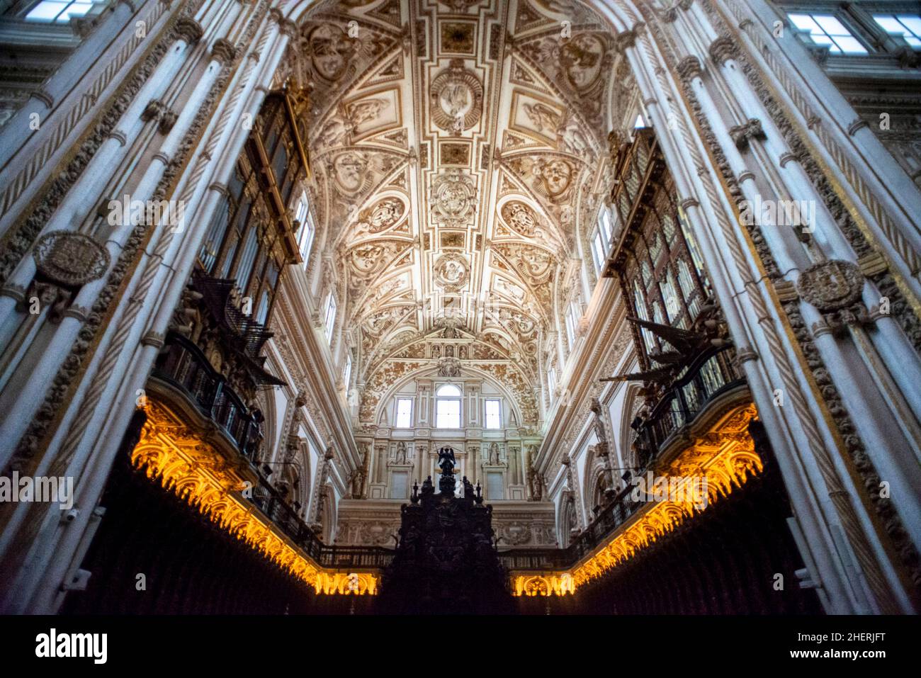 Ceiling inside of Mosque and Cathedral of Cordoba. Is the most ...