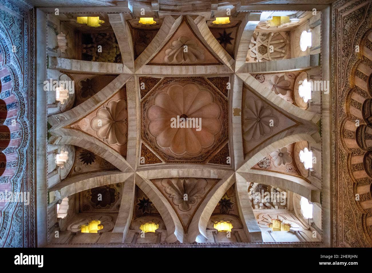 Ceiling inside of Mosque and Cathedral of Cordoba. Is the most ...