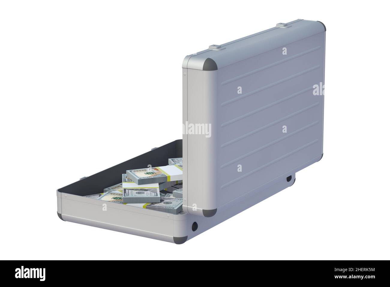 Suitcase full of money, american banknotes isolated on white background ...