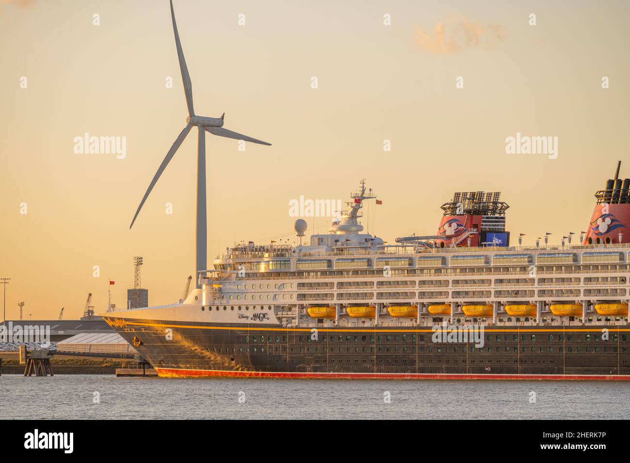 Disney Magic moored at Tilbury cruise terminal from Gravesend Kent ...