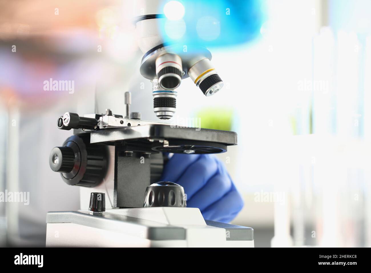 Microscope in laboratory for study of biology and chemistry Stock Photo ...