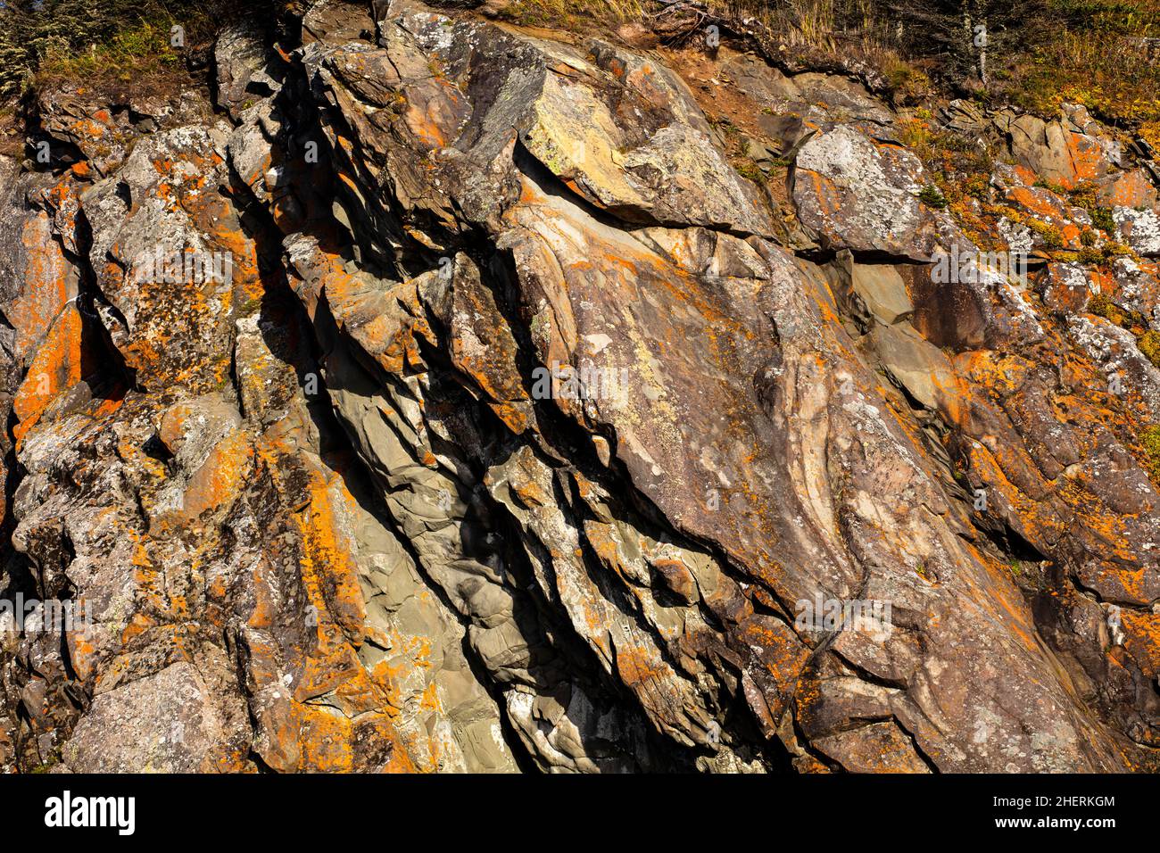 Rock formations along the gulf of St. Lawrence Gaspe Peninsula, Quebec ...