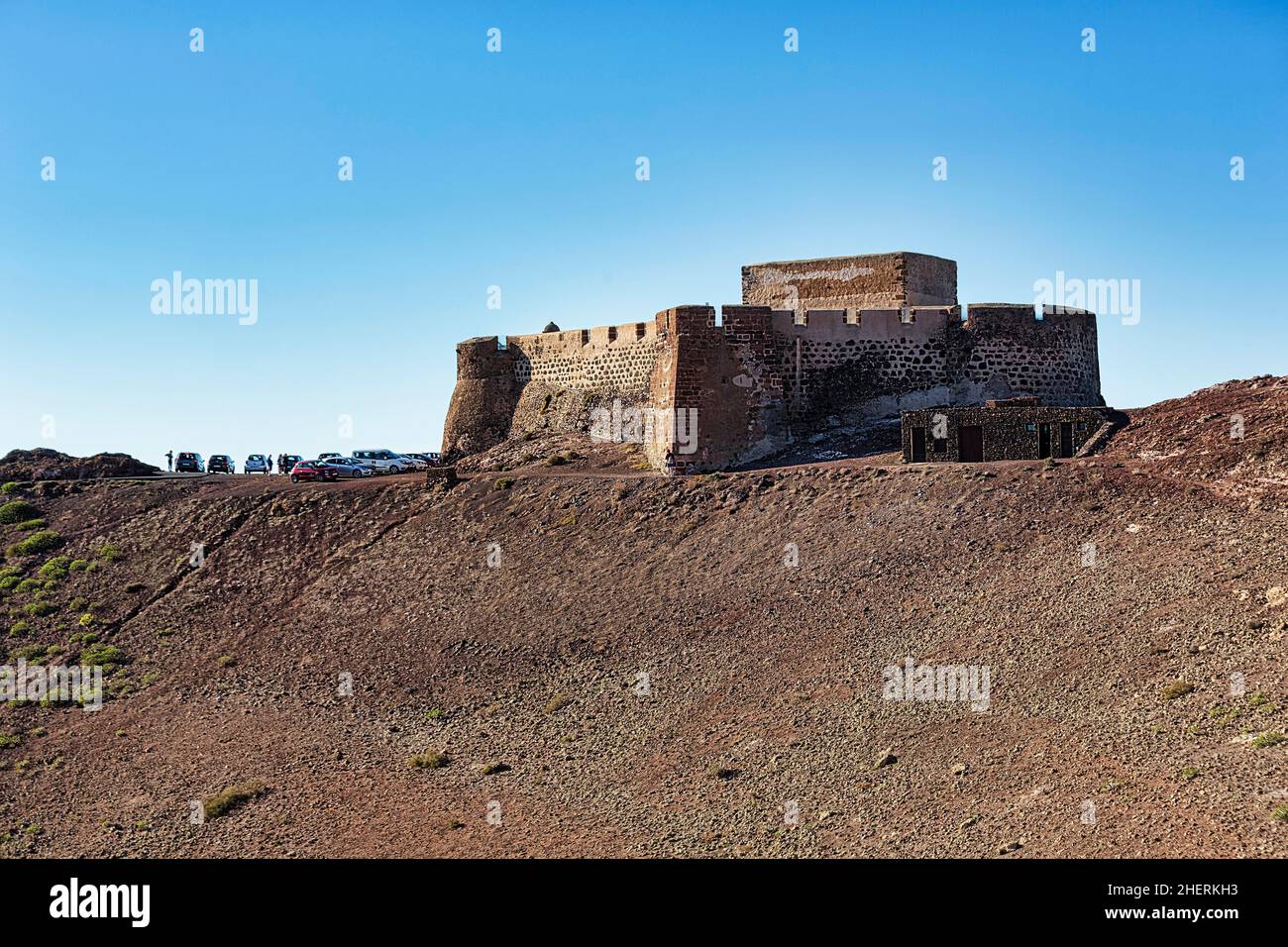 Castillo de Santa Barbara on the edge of the caldera, Guanapay volcano ...