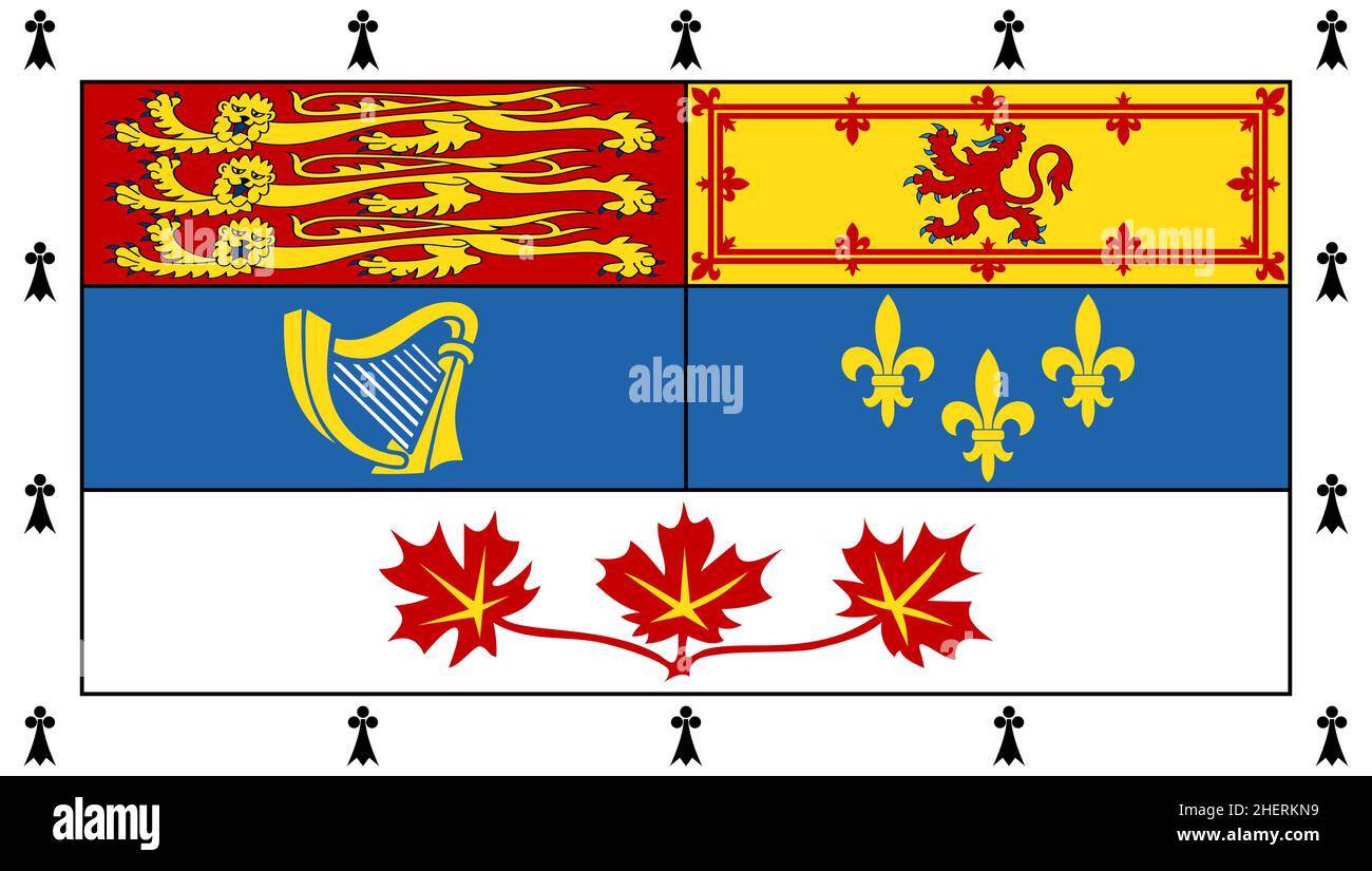 Top view of flag of Royal Standard of members of the Canadian Royal ...