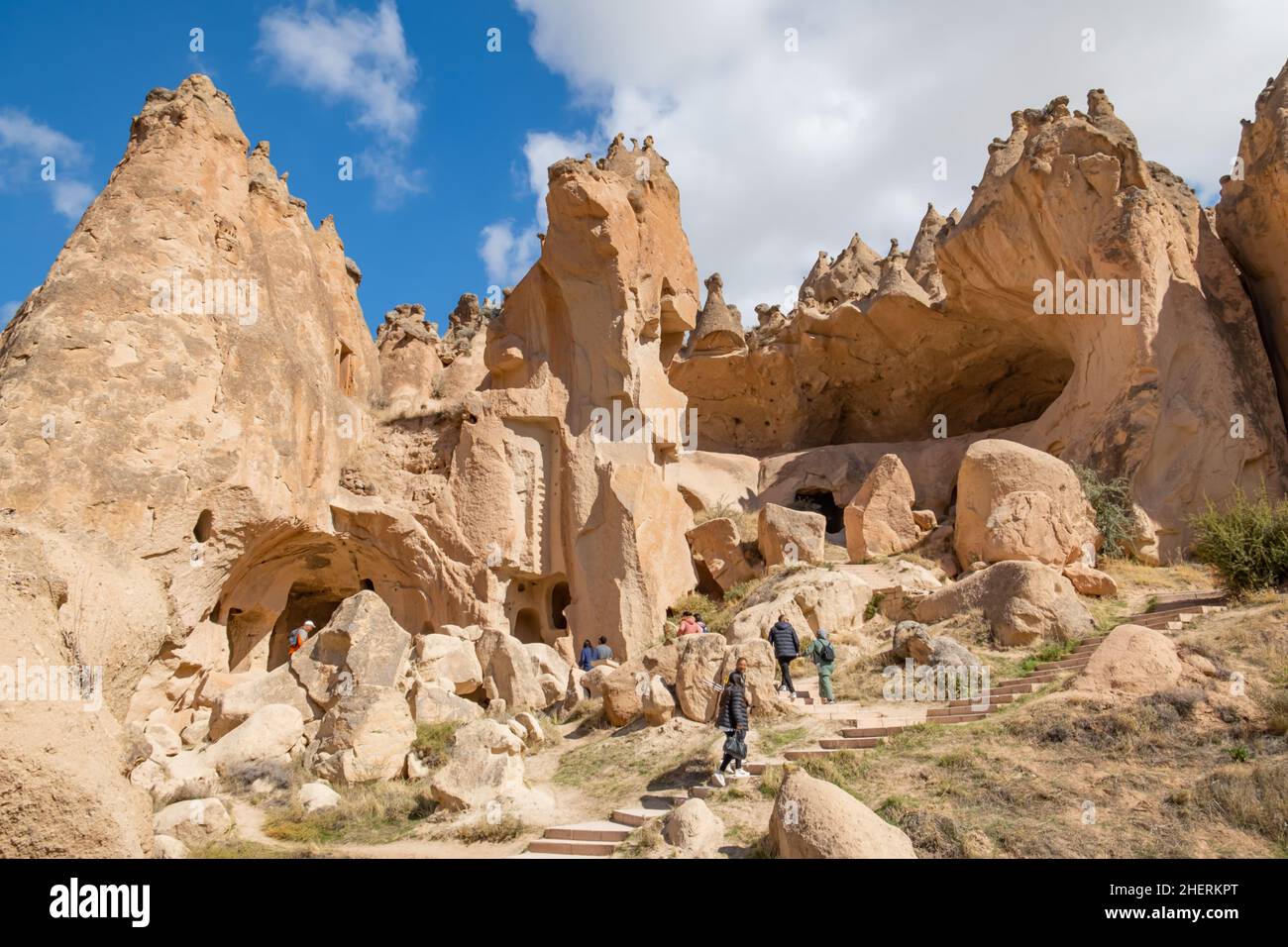 Fairy chimneys in Zelve Open Air Museum, Cappadocia, Turkey. Churches ...