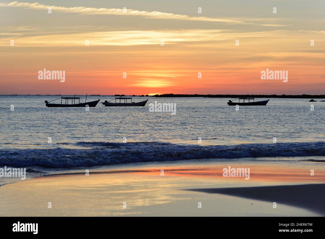 Evening, Fishing Village, Ngapali Beach, Thandwe, Burma, Burma, Myanmar ...