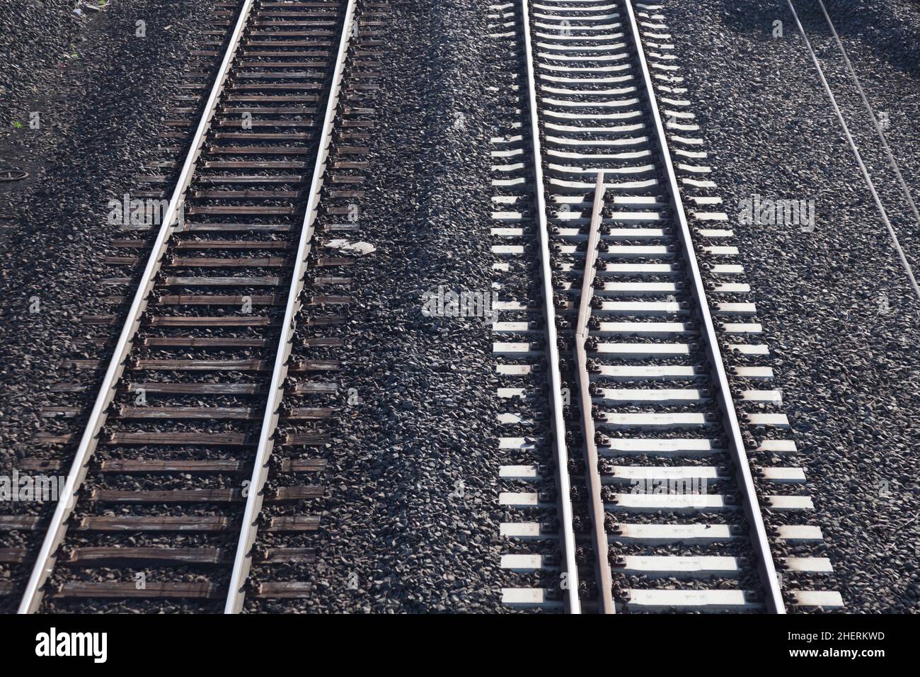 railway tracks with crossing without train Stock Photo - Alamy