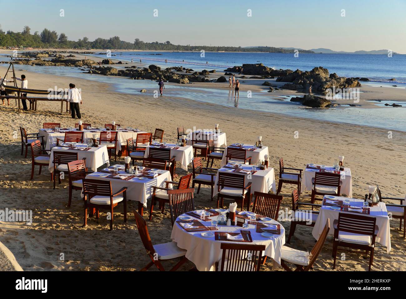 Hotel complex, fishing village, Ngapali Beach, Thandwe, Burma, Burma ...
