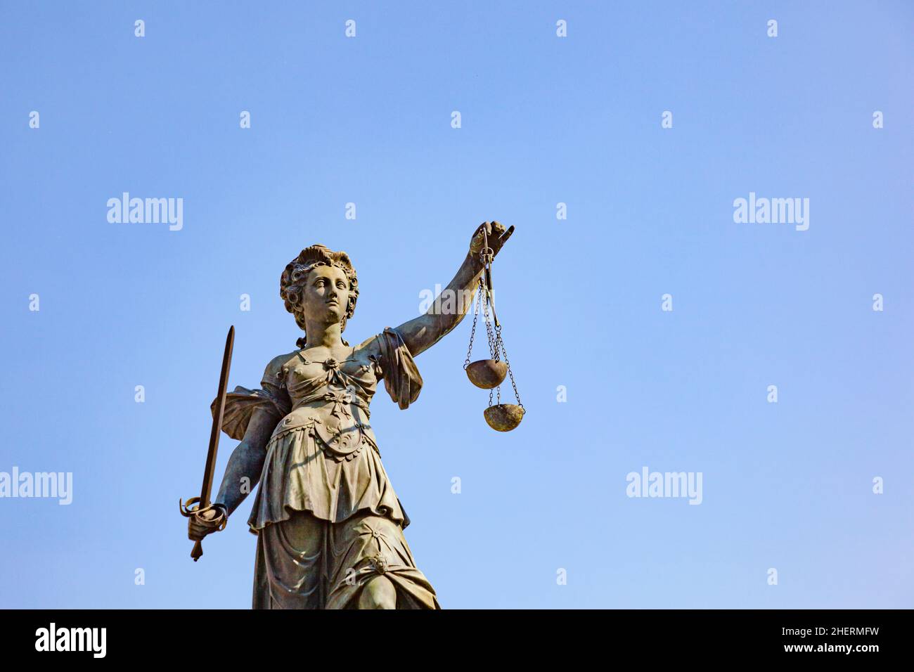 Statue of Lady Justice in front of the Romer in Frankfurt - Germany ...