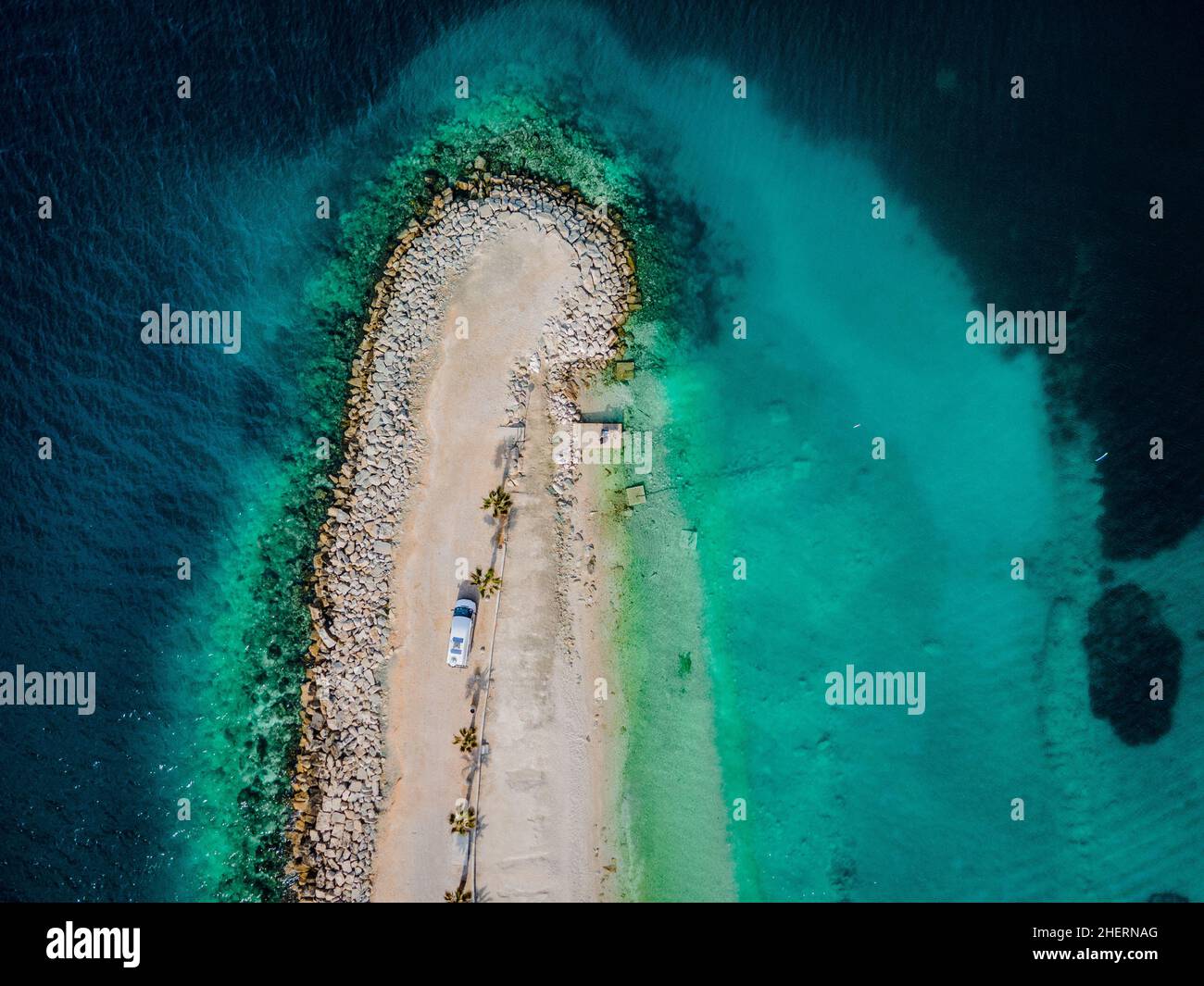 Kasjuni Beach, Split, Croatia. Aerial drone picture from above Stock ...