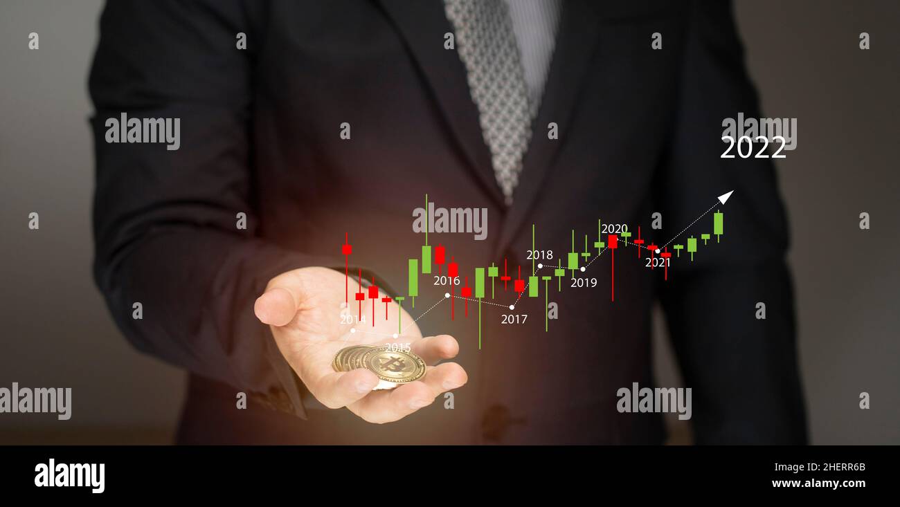 Bitcoin virtual digital currency and financial investment trade concept ...