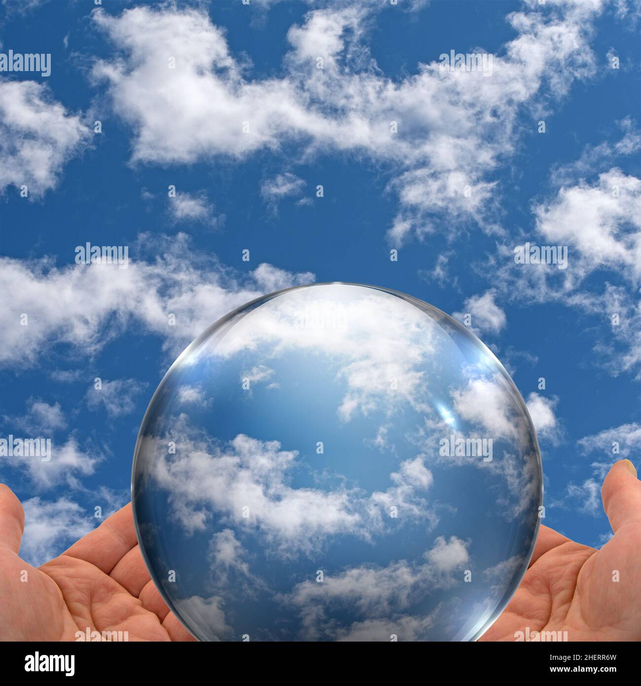 Climate change, look into the crystal ball, 3D-Illustration Stock Photo ...