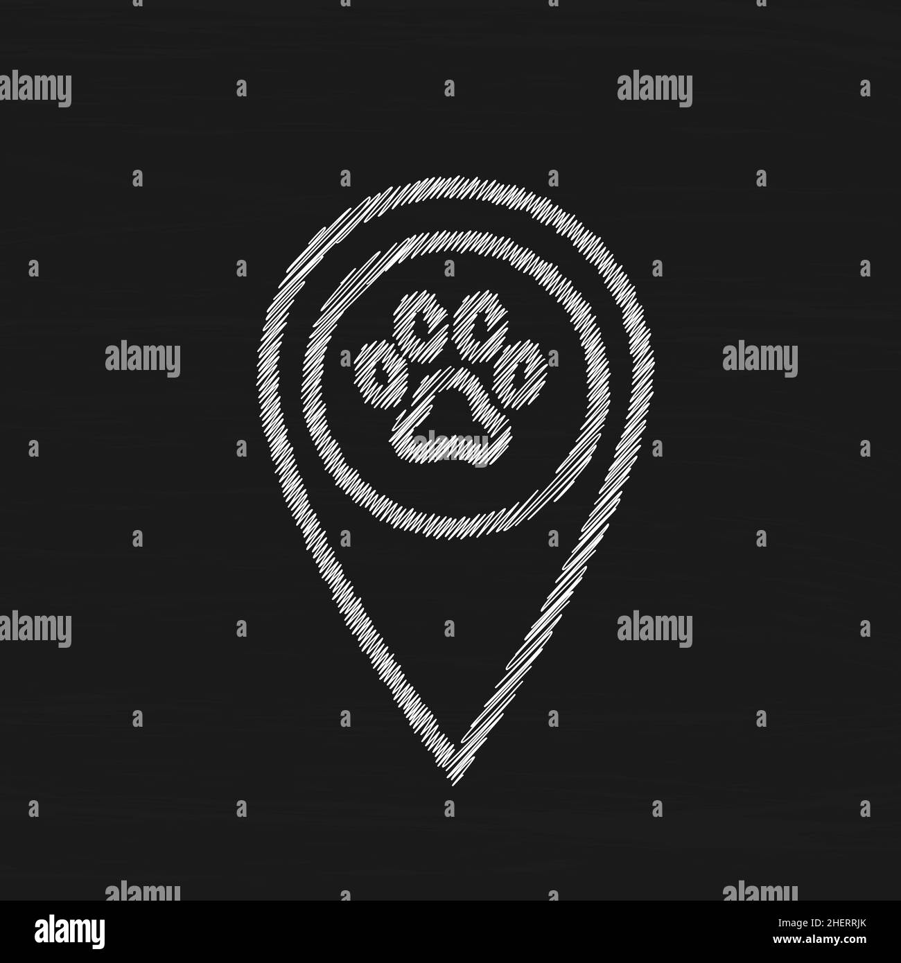 Paw white sketch vector icon. Pets here pinpoint icon. Pet shop map ...