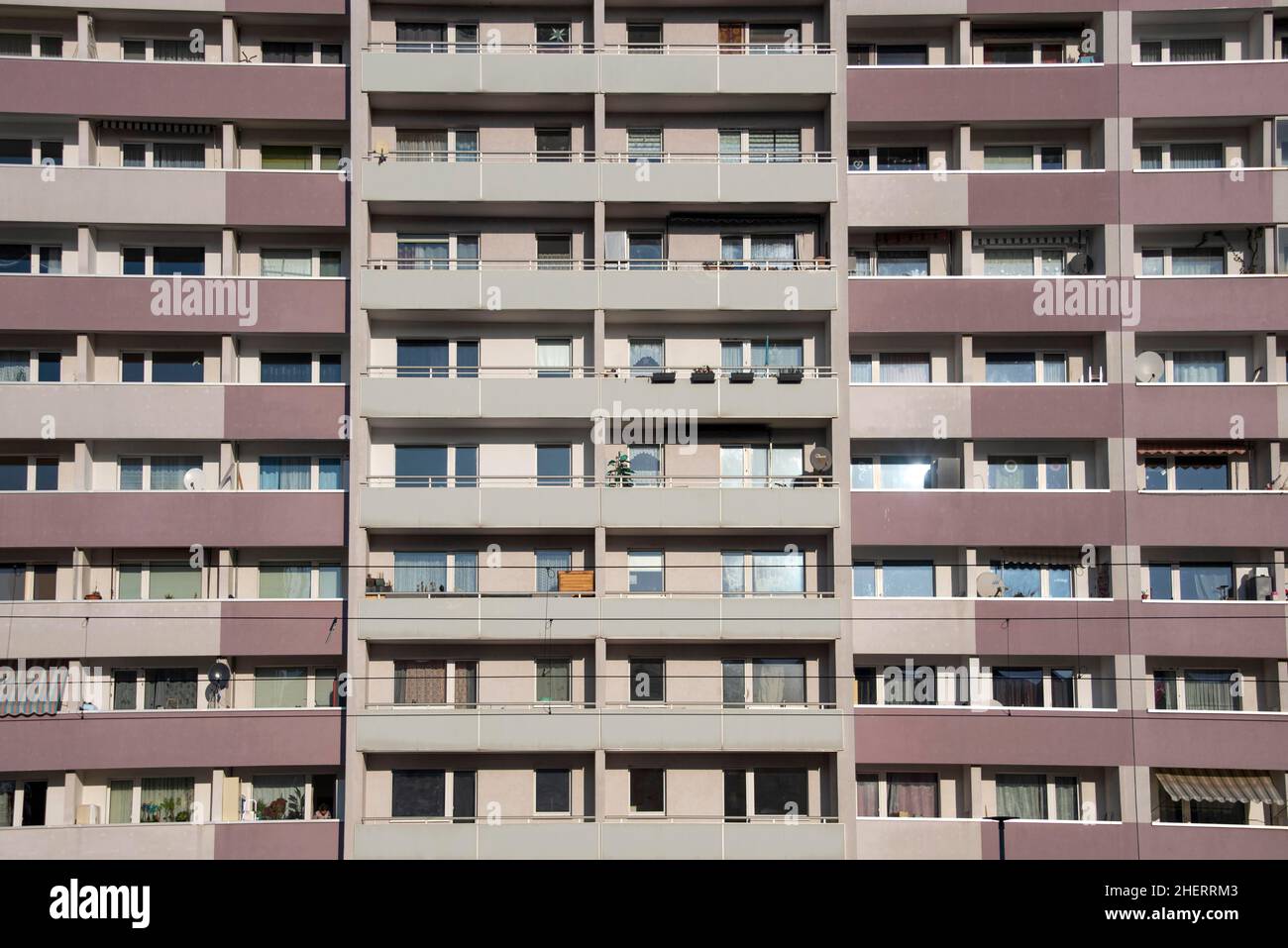 Prefabricated building, balconies, Magdeburg, Saxony-Anhalt, Germany ...
