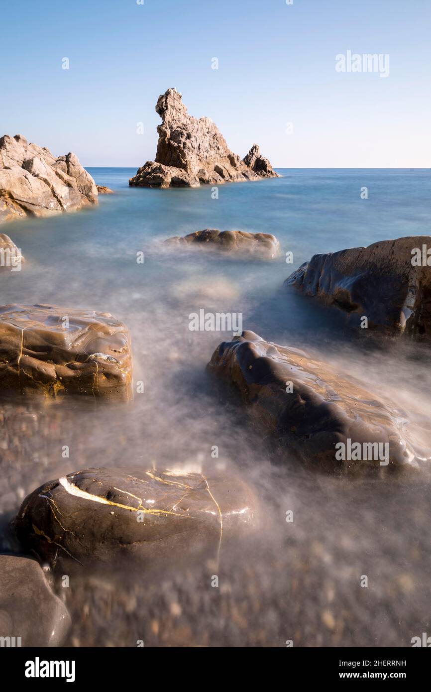 Coast by the rocks scoglio della galeazza, Imperia, Liguria, Italy ...