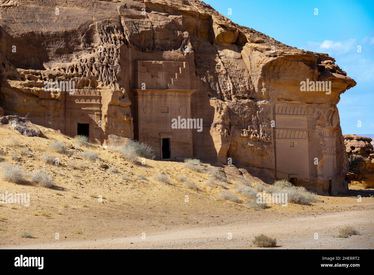 famous burial chambers of Hegra, Al Ula, in Saudi Arabia Stock Photo ...
