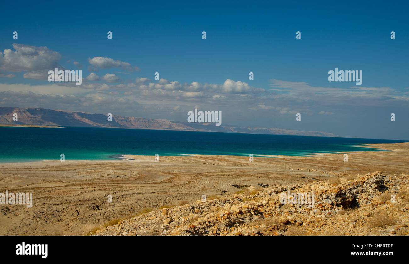 Jordan dead sea spectacular landscape with very salty water Stock Photo ...