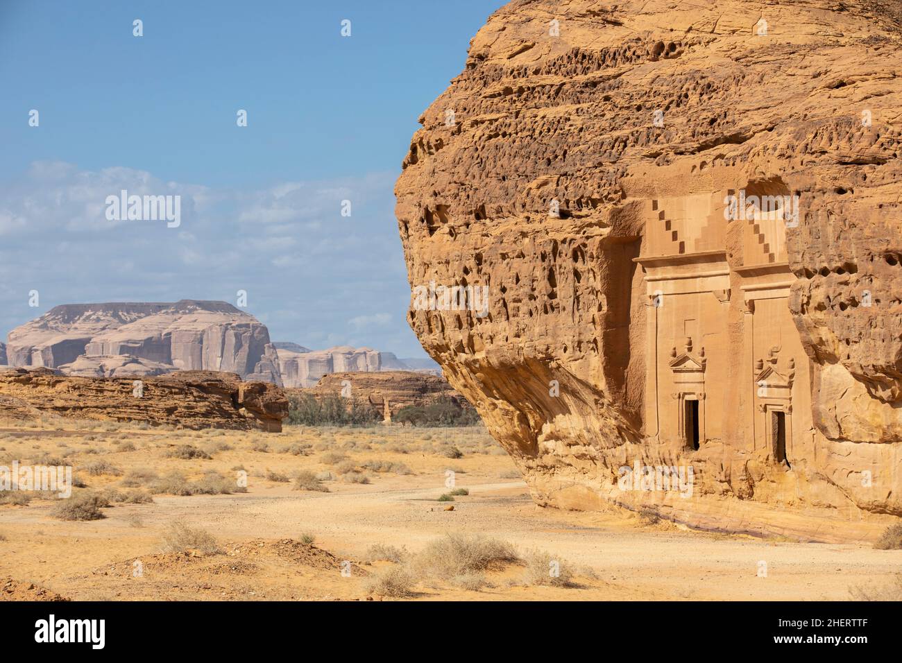 famous burial chambers of Hegra, Al Ula, in Saudi Arabia Stock Photo ...