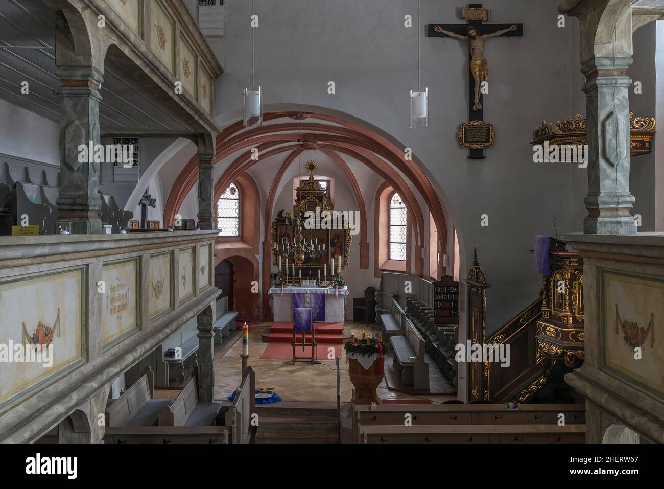 Interior with galleries and chancel of St Matthew's Church, present ...