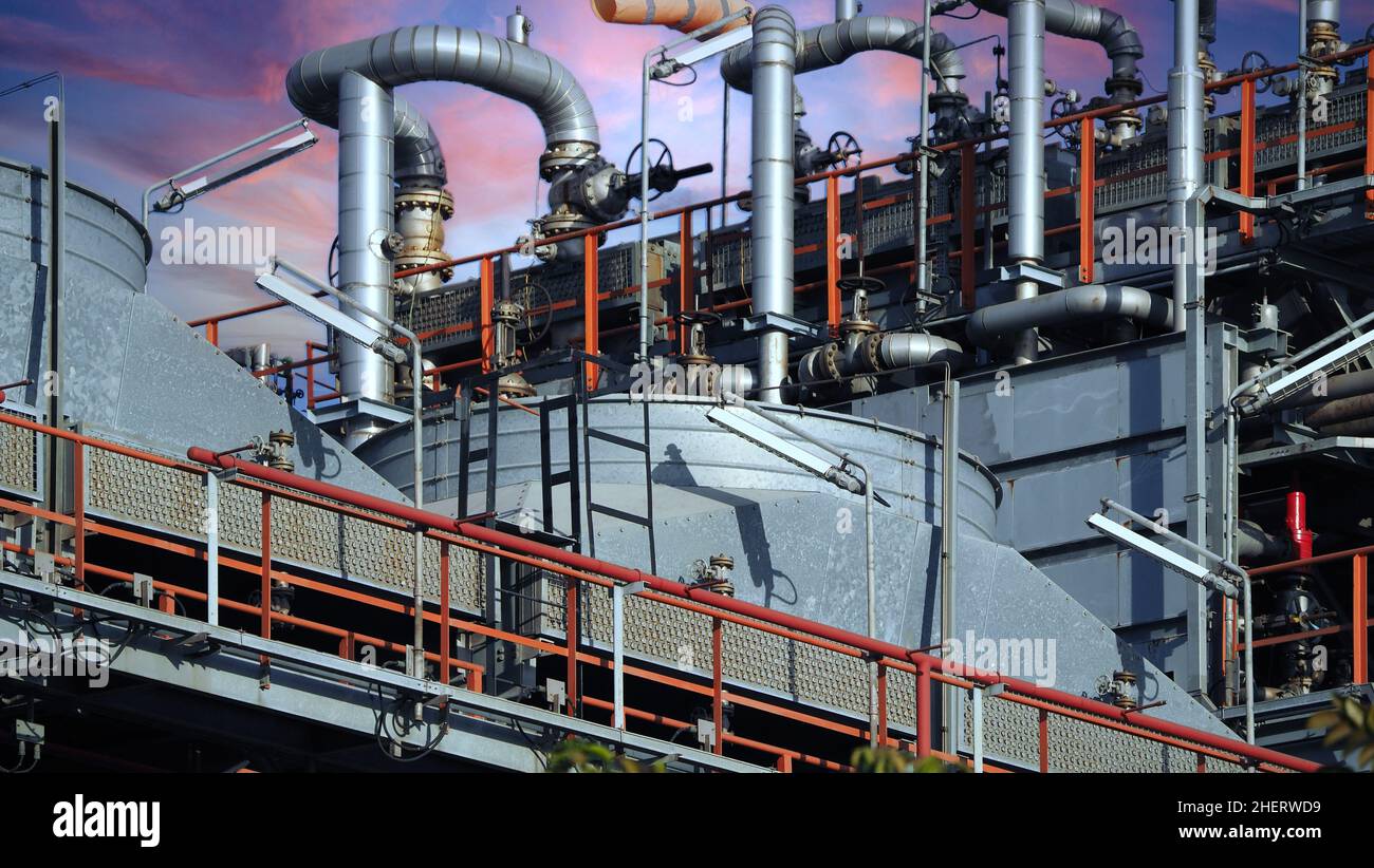 Petroleum Oil refinery barrel tank. petrochemical plant. factory ...