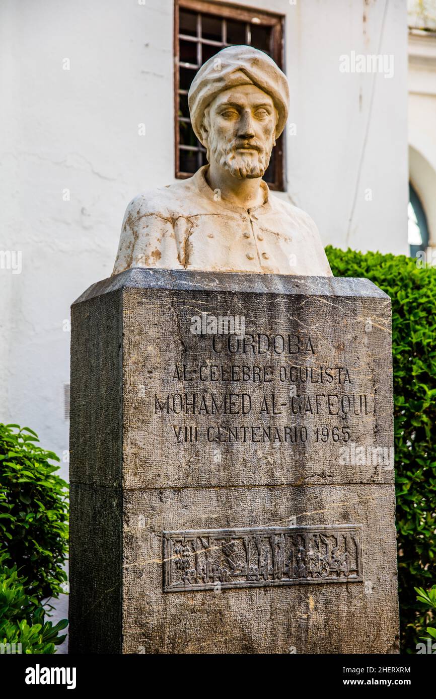 Statue of Mohamed Al-Gafequi, Old Town alleys of Cordoba, Cordoba ...