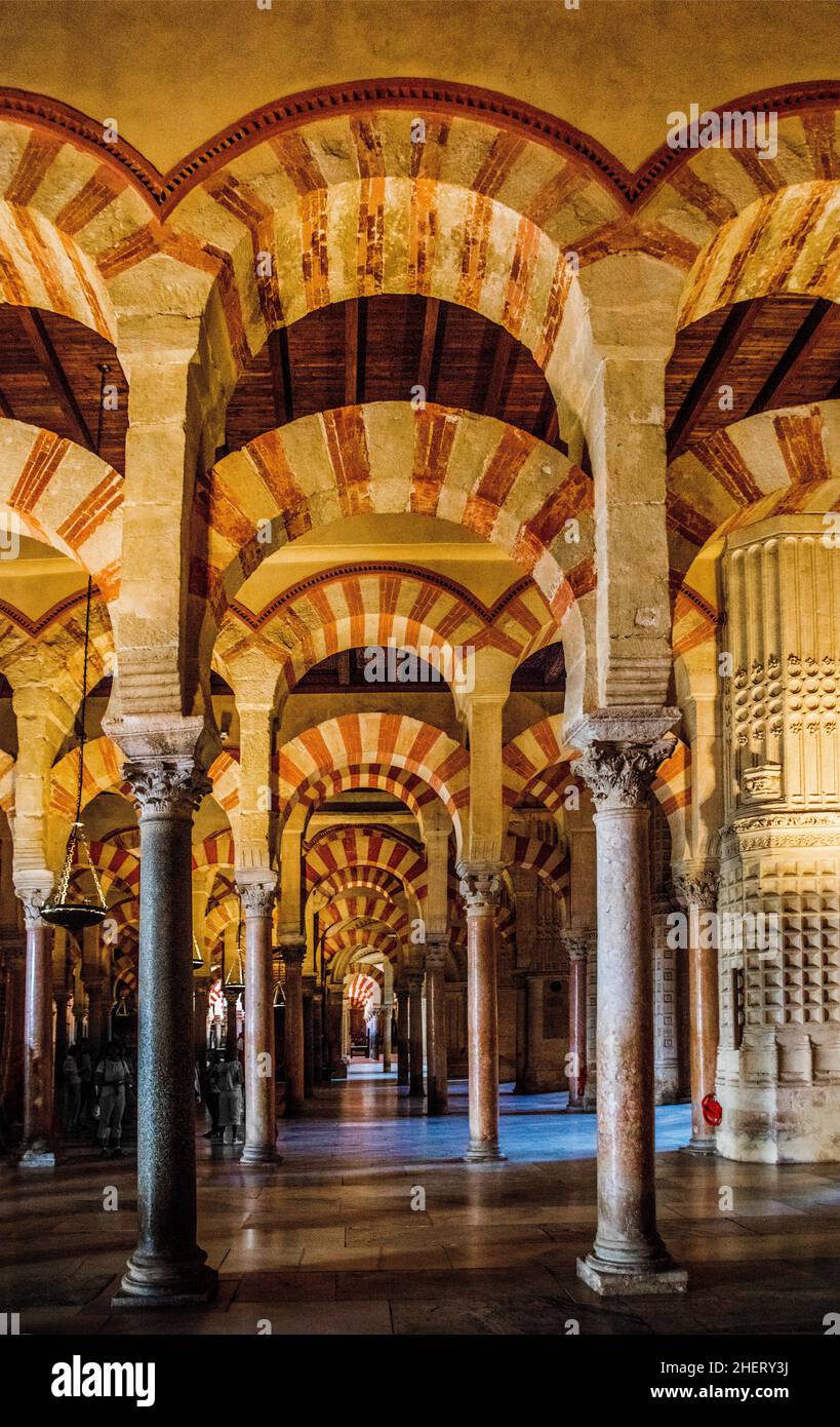 Forest of columns with alternating use of brick and stone and red and ...