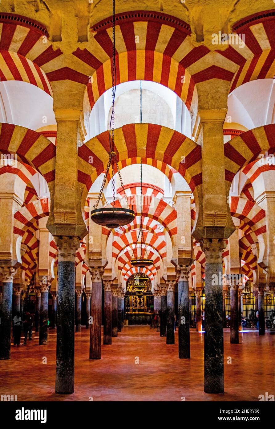 Forest of columns with alternating use of brick and stone and red and ...