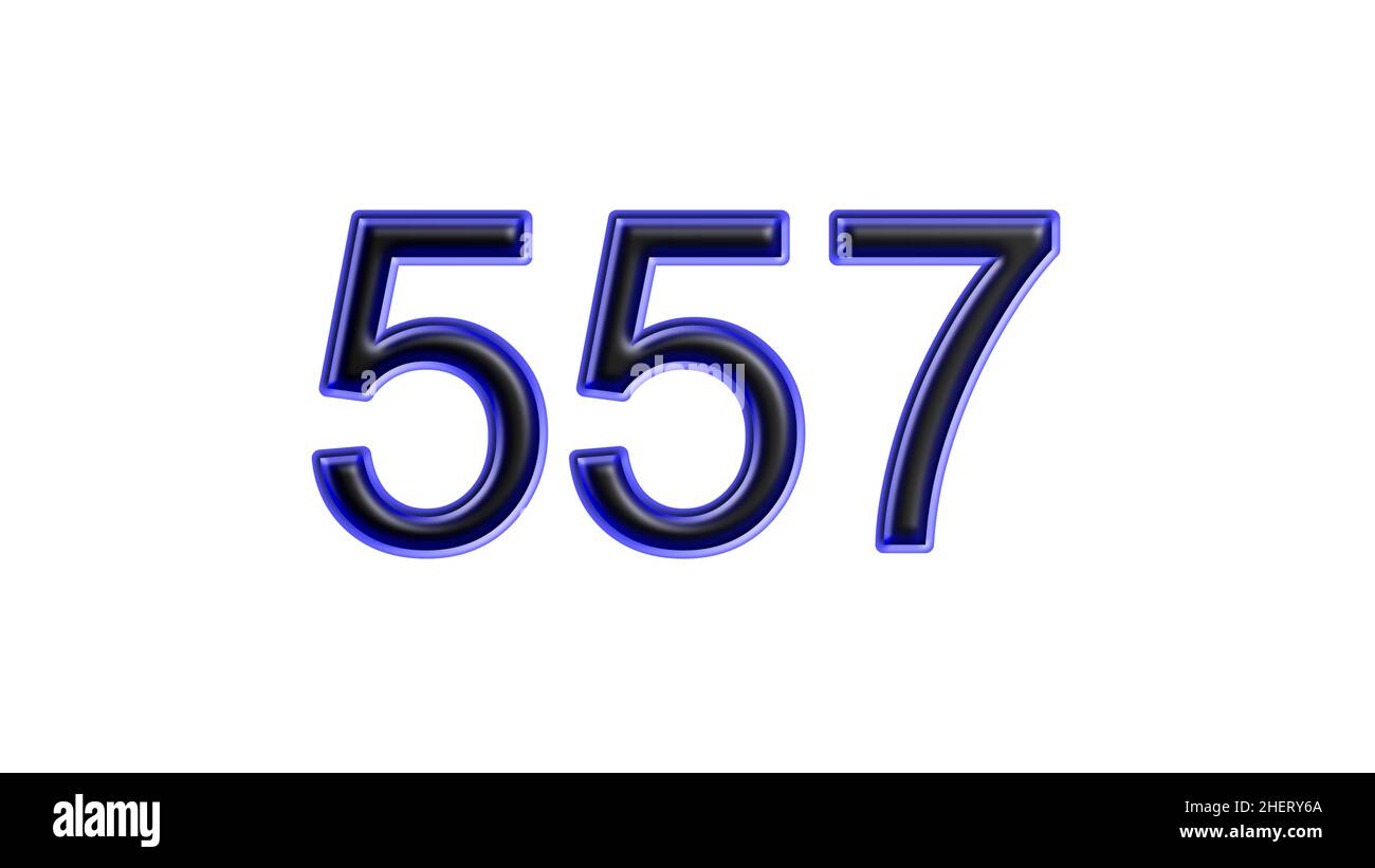 blue 557 number 3d effect white background Stock Photo - Alamy