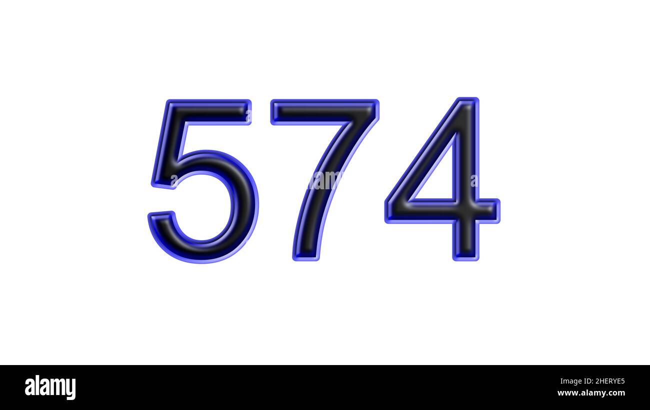 blue 574 number 3d effect white background Stock Photo - Alamy