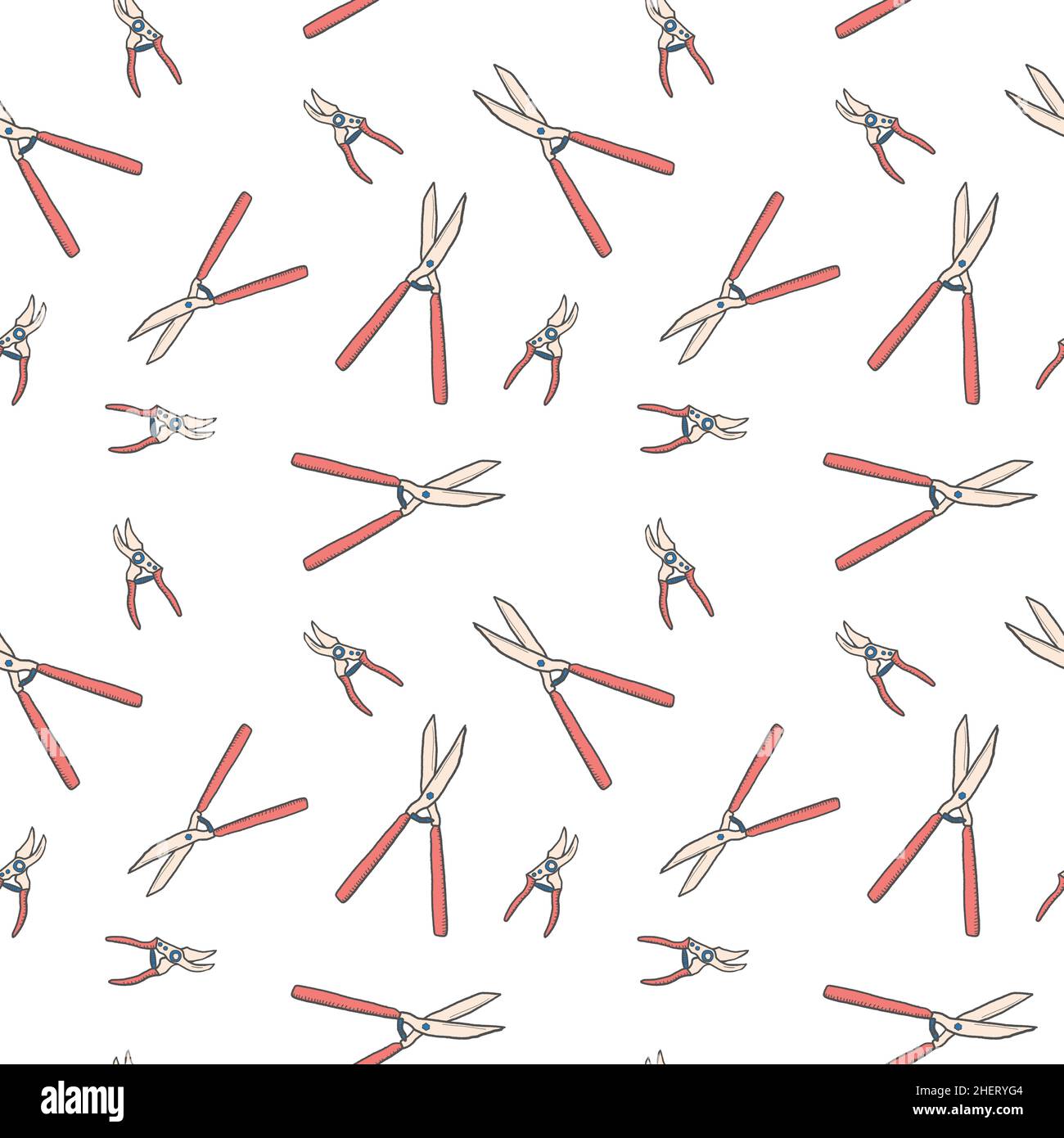 Gardening shears seamless pattern. Hedge shears and pruning shears ...