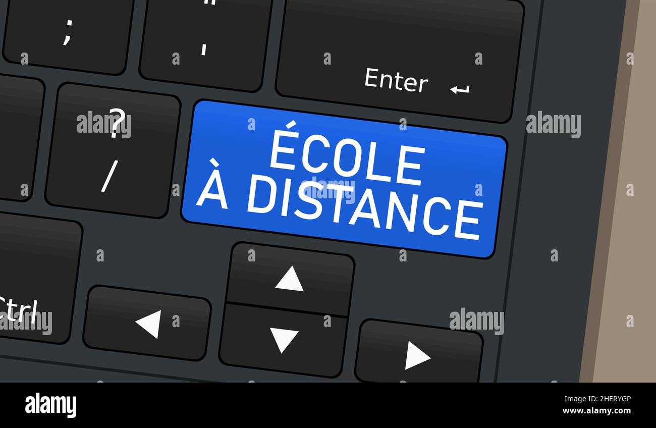 Ecole a distance, French language for remote school special button ...