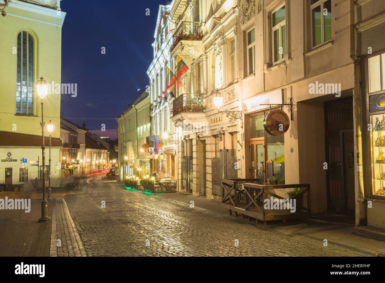 Vilnius Lithuania. Pilies Street Of Old Town In Bright Evening ...