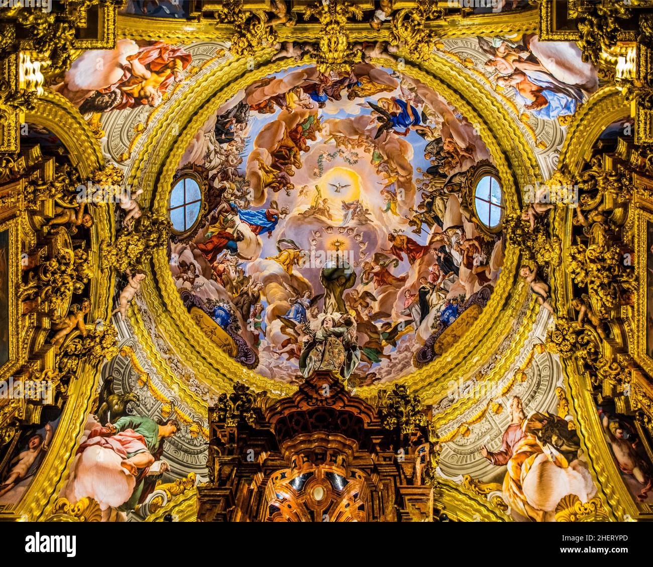 Ceiling painting, Sacristy, Carthusian Monastery La Cartuja, Highlight ...