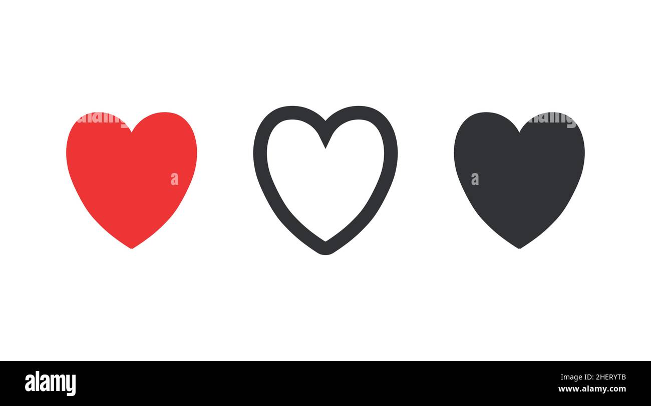 Simple hearts icon set. Vector heart shape variations. Heart symbol ...