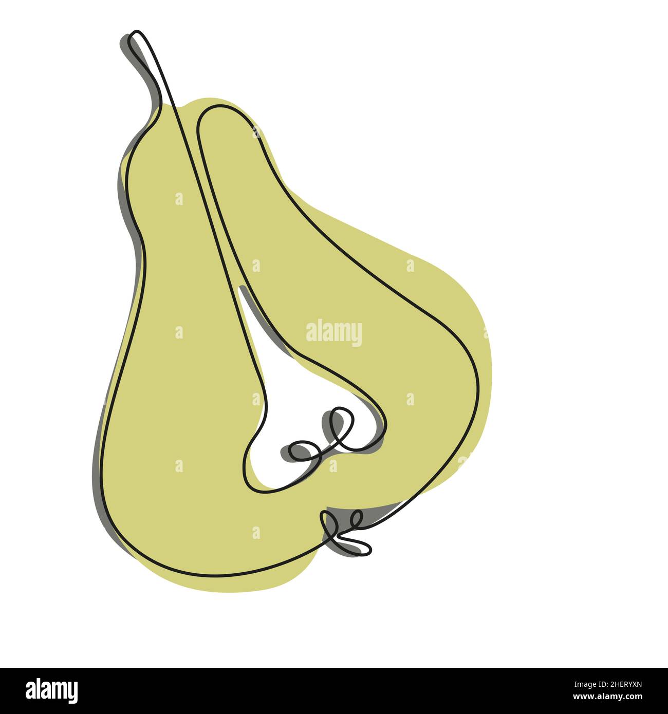 outline pear isolated on white, doodle fruit, hand drawing art line ...