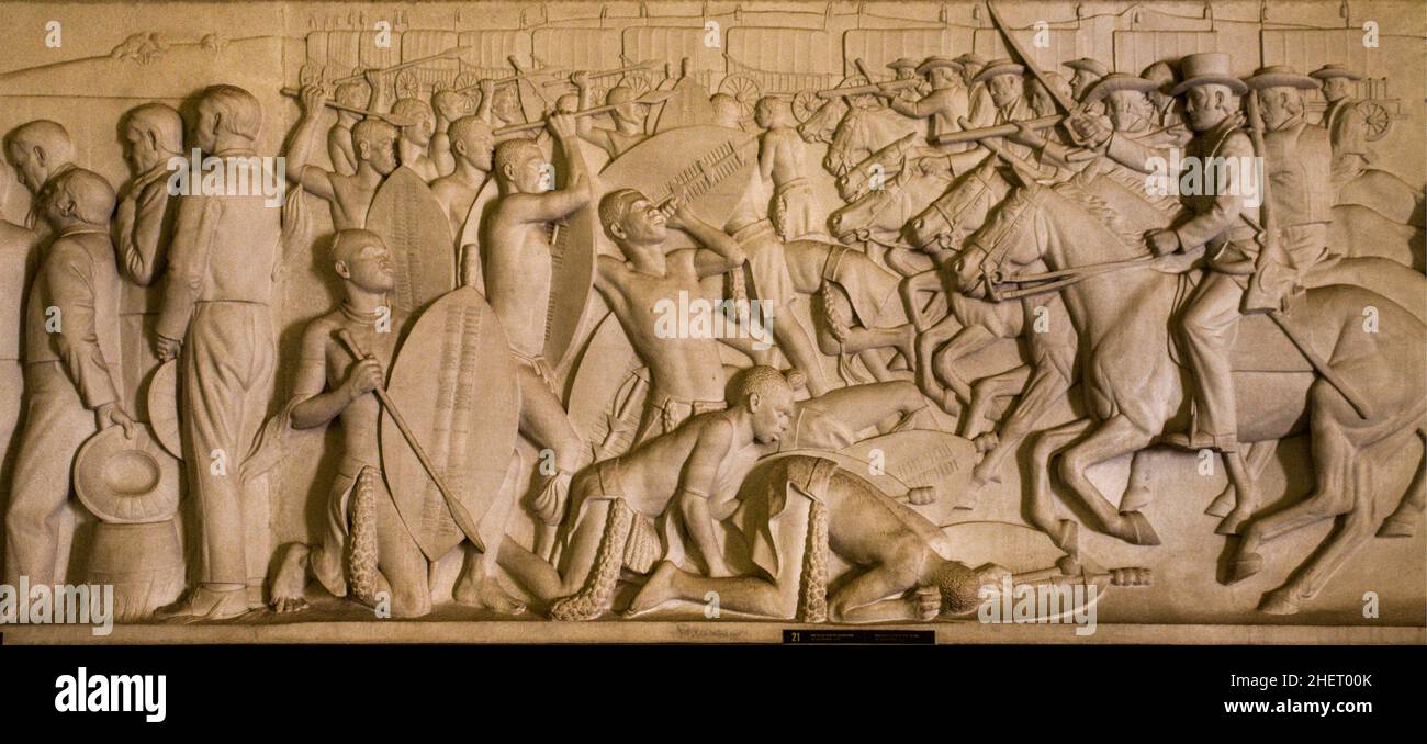 Marble relief with the story of the Boer trek, Voortrekker Monument in ...