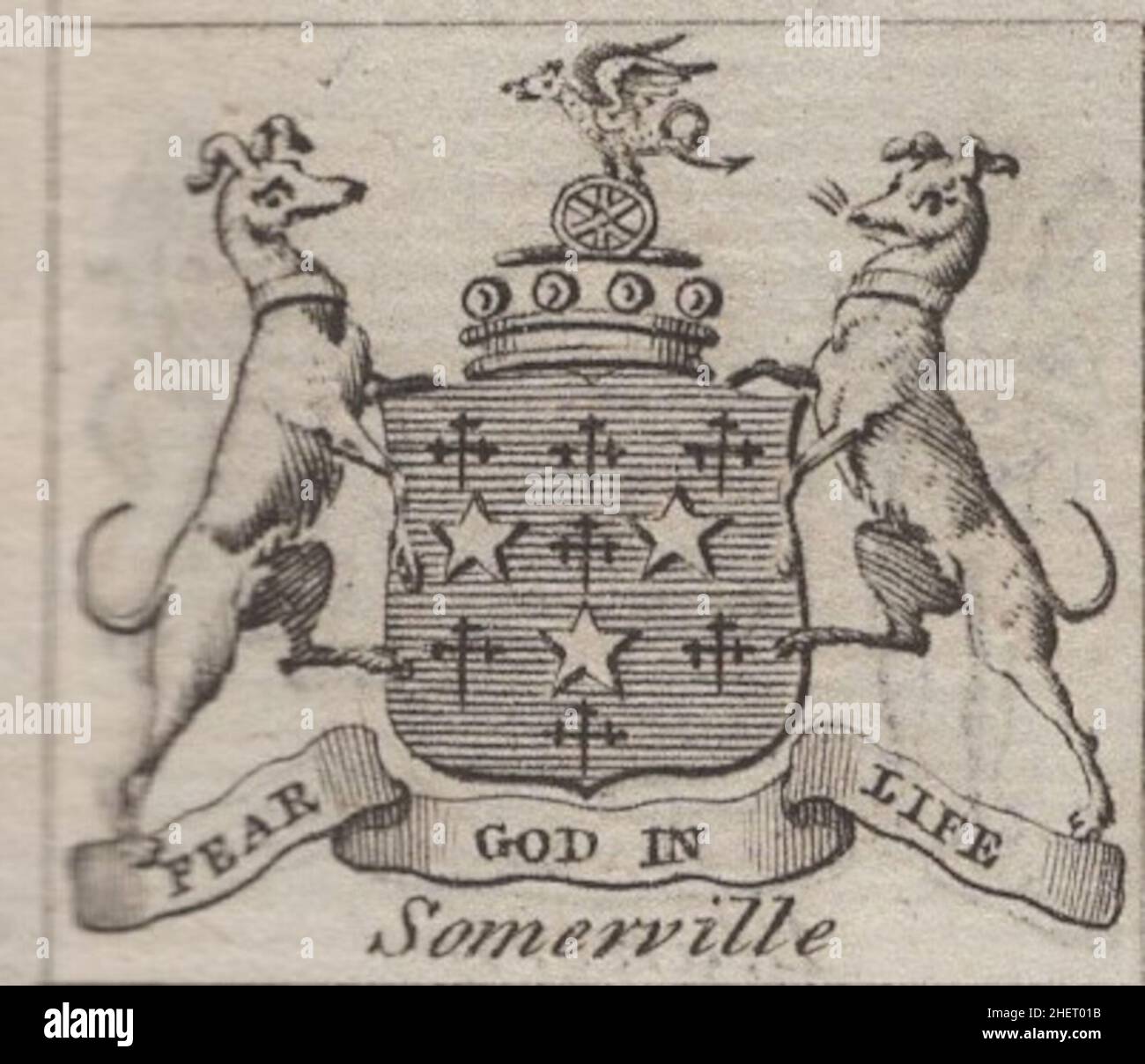 Historical antique 18th century engraving heraldy coat of arms, crest ...