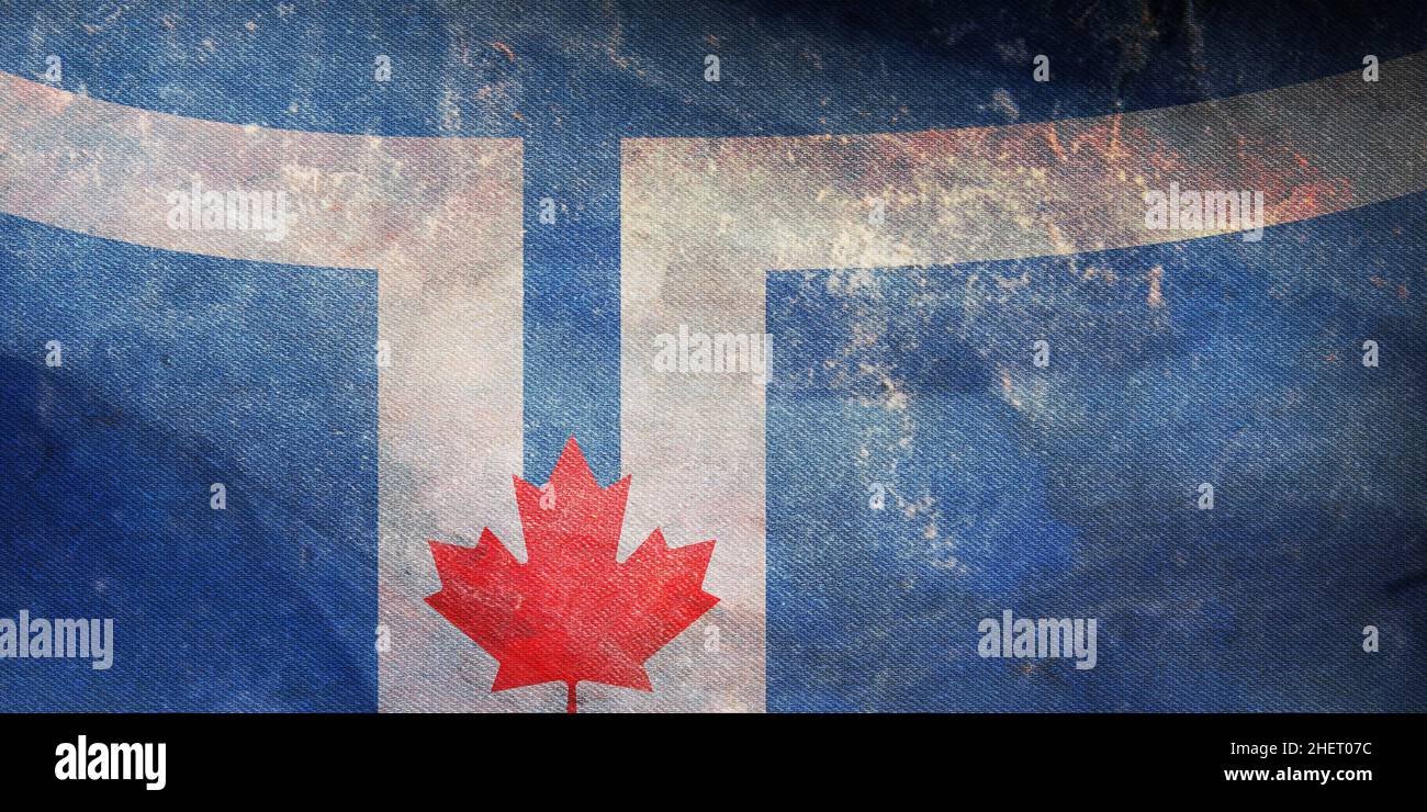 Top view of retro flag of Toronto, Canada with grunge texture. Canadian ...
