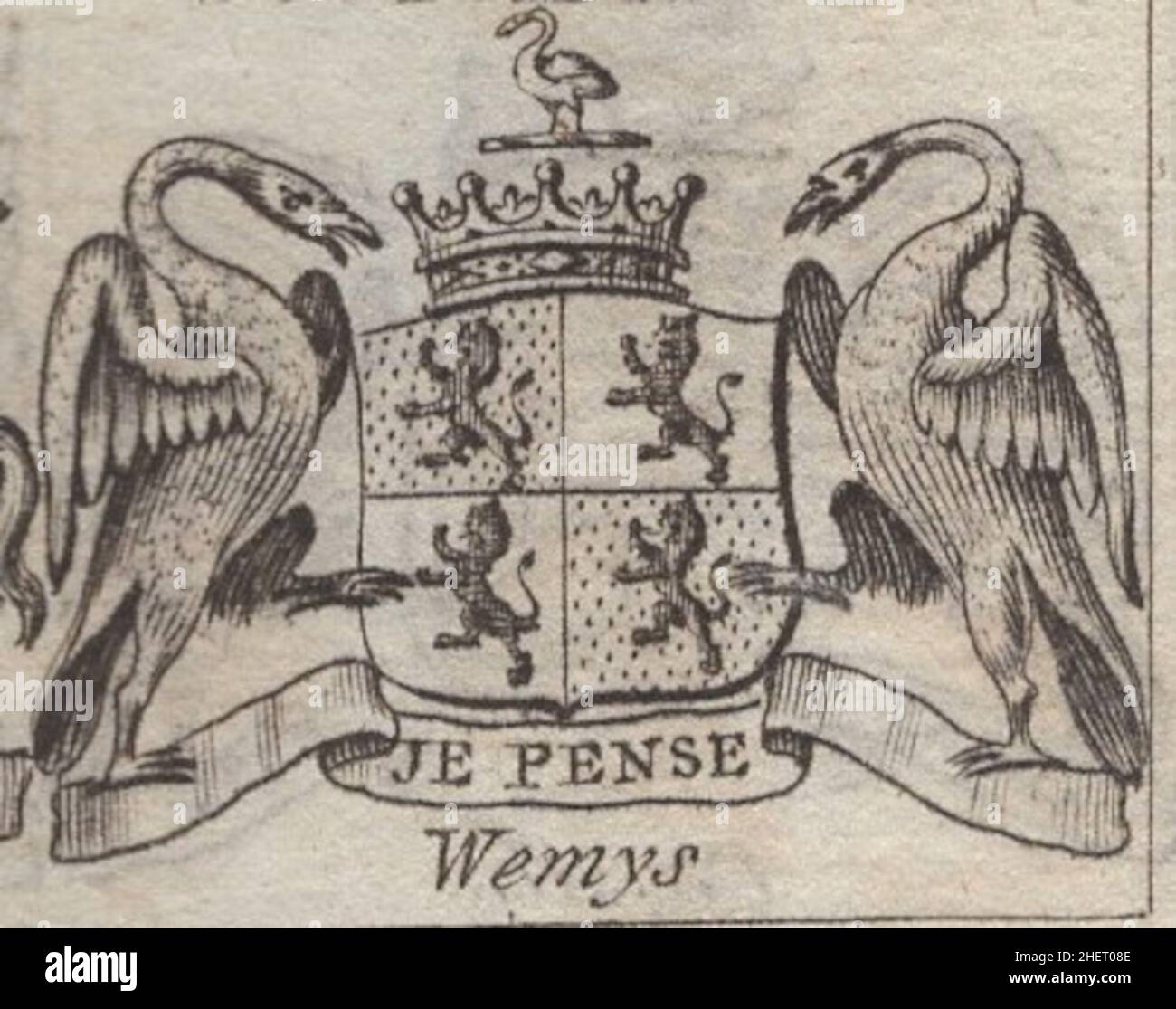 Historical antique 18th century engraving heraldy coat of arms, crest ...