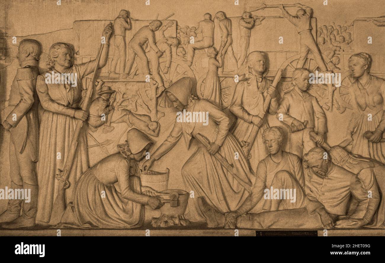 Marble relief with the story of the Boer trek, Voortrekker Monument in ...