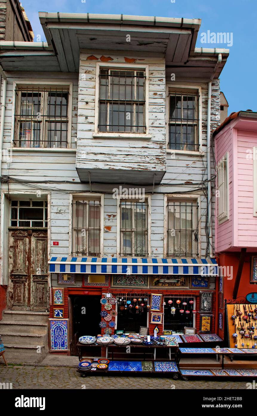 Sultanahmet old town district with wooden houses, Istanbul, Turkey ...