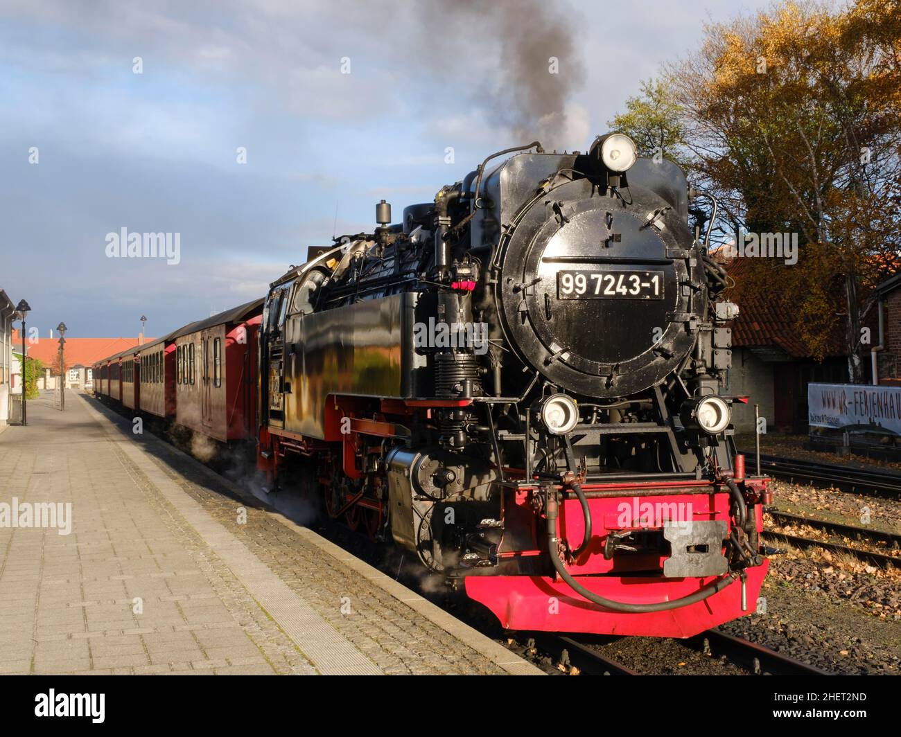 Steam locomotive at Wernigerode station, Harzer Schmalspurbahn ...