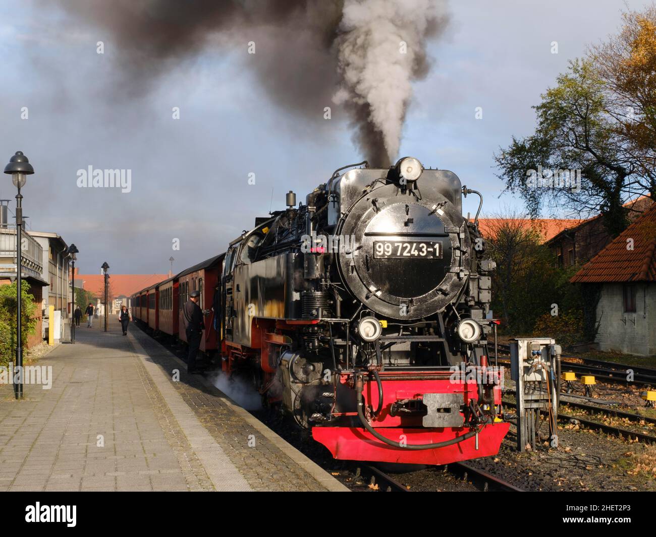 Steam locomotive at Wernigerode station, Harzer Schmalspurbahn ...