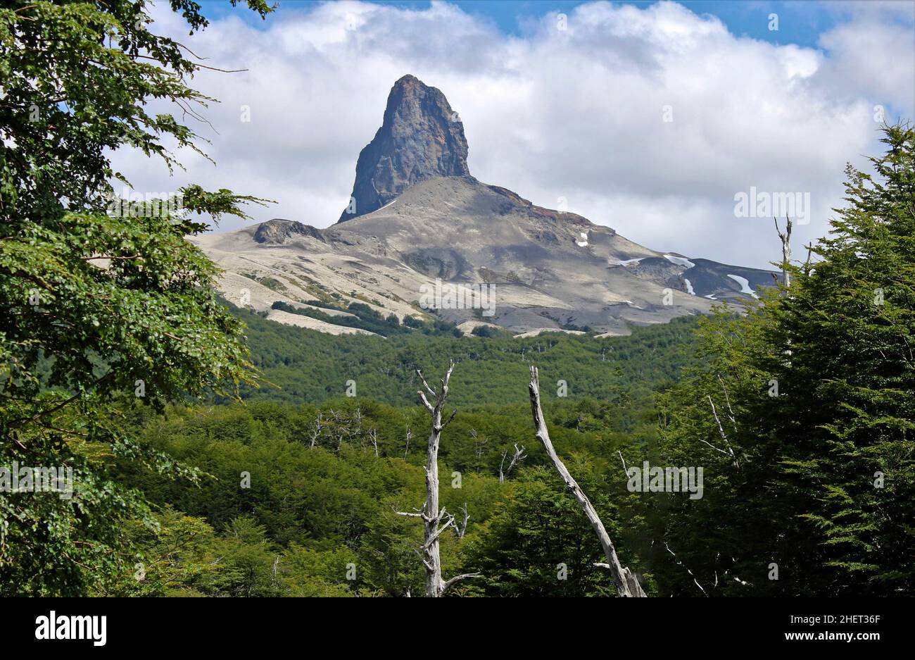 the old volcano cerro pantojo seen from the chile side of the border in ...