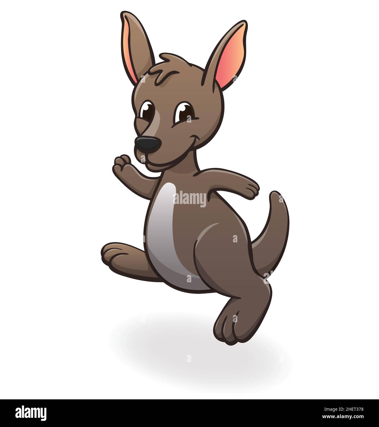 cute happy australian wallaby joey jumping cartoon character vector ...