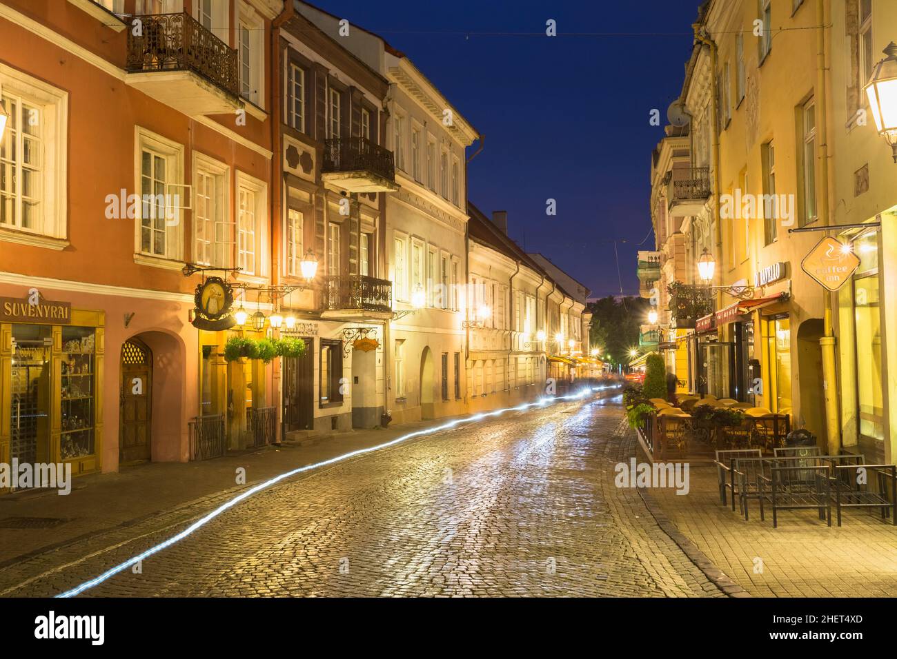Vilnius Lithuania. View Of Deserted Pilies Street In Bright Evening ...
