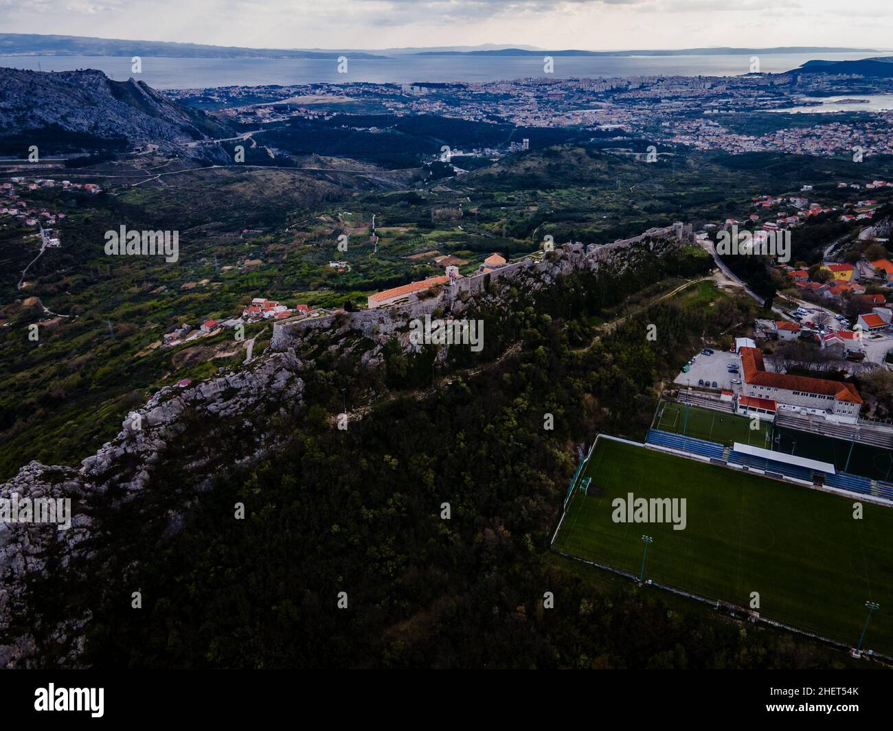 Fortress Klis, Split, Croatia. Aerial drone picture of famous historic ...