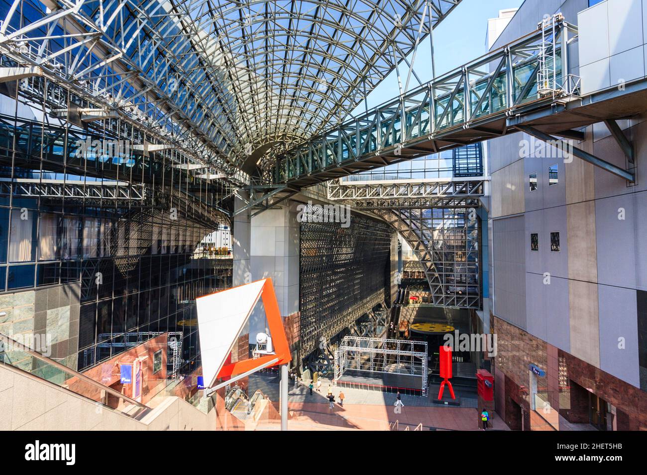 Interior of Kyoto station, the top of the Grand staircase, Daikaidan ...